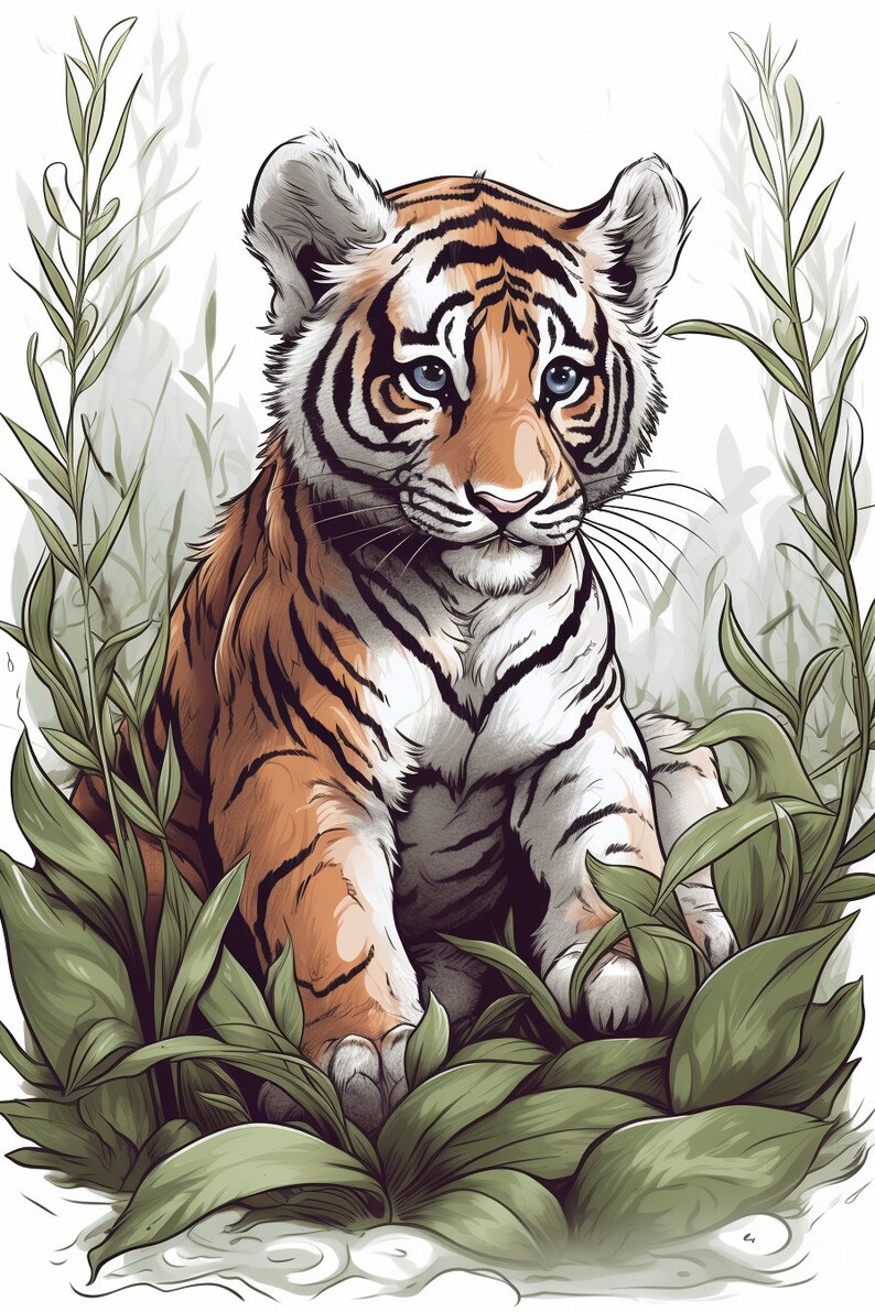 50 Baby Tiger Colouring Pages, Amazing Patterns, Adult Colouring Book ...