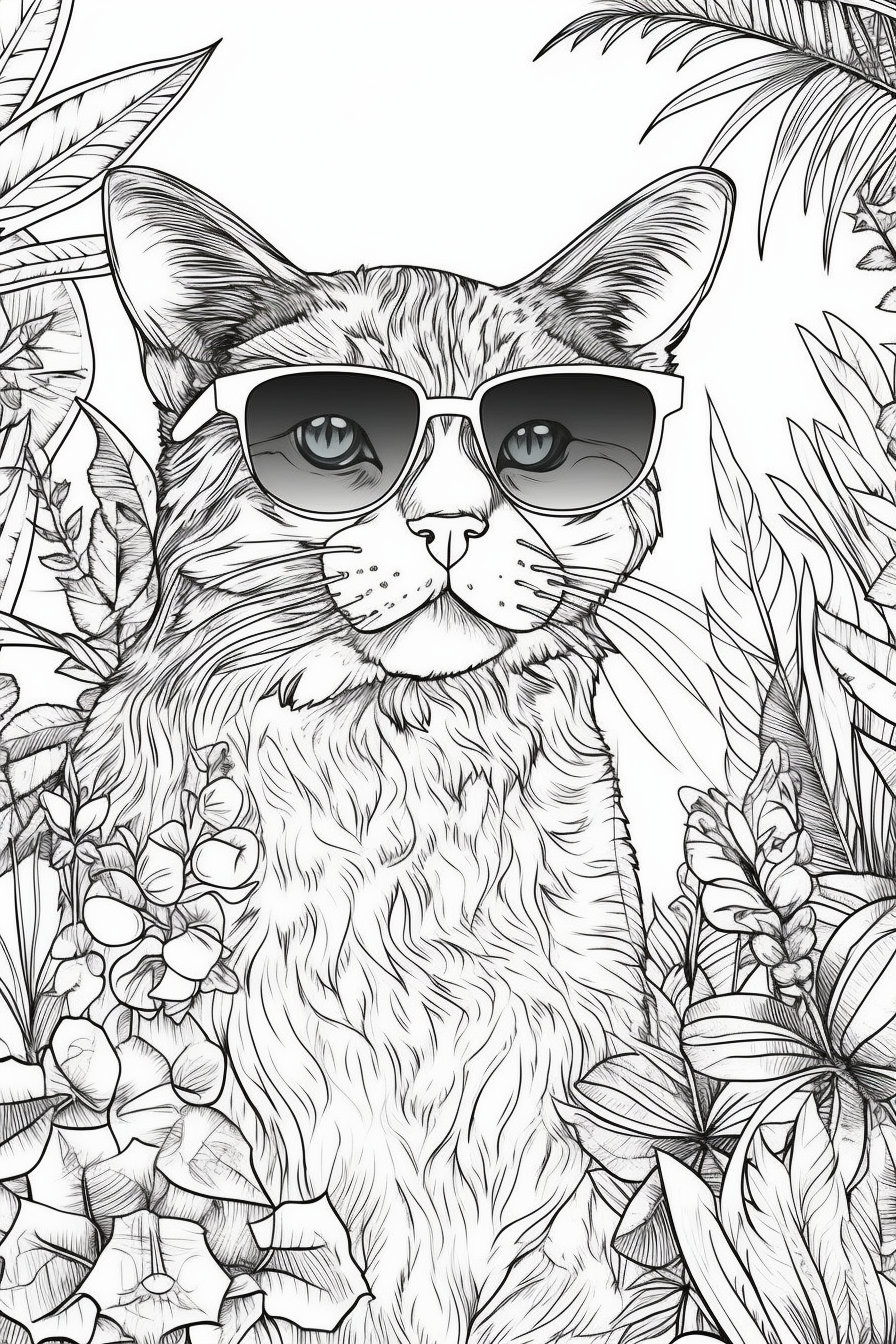 50 Cats on Vacation Colouring Pages Amazing Patterns Adult - Etsy