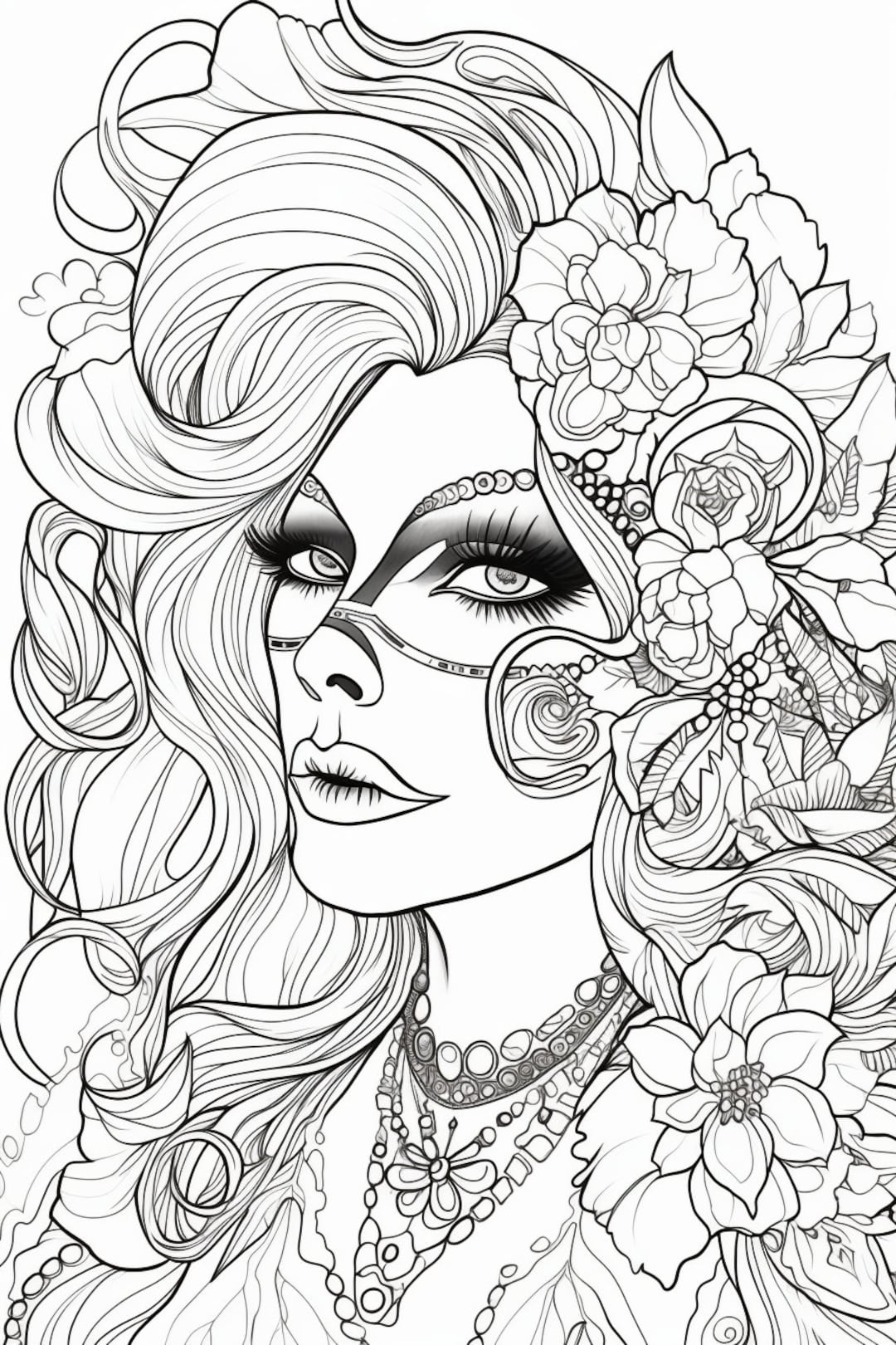 50 Beautiful Drag Queen Colouring Pages Printable Pages - Etsy
