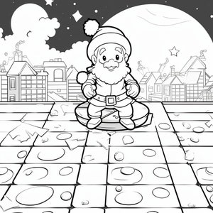 20 Santa on the Snowy Rooftop Kids Colouring Pages, Amazing Patterns ...