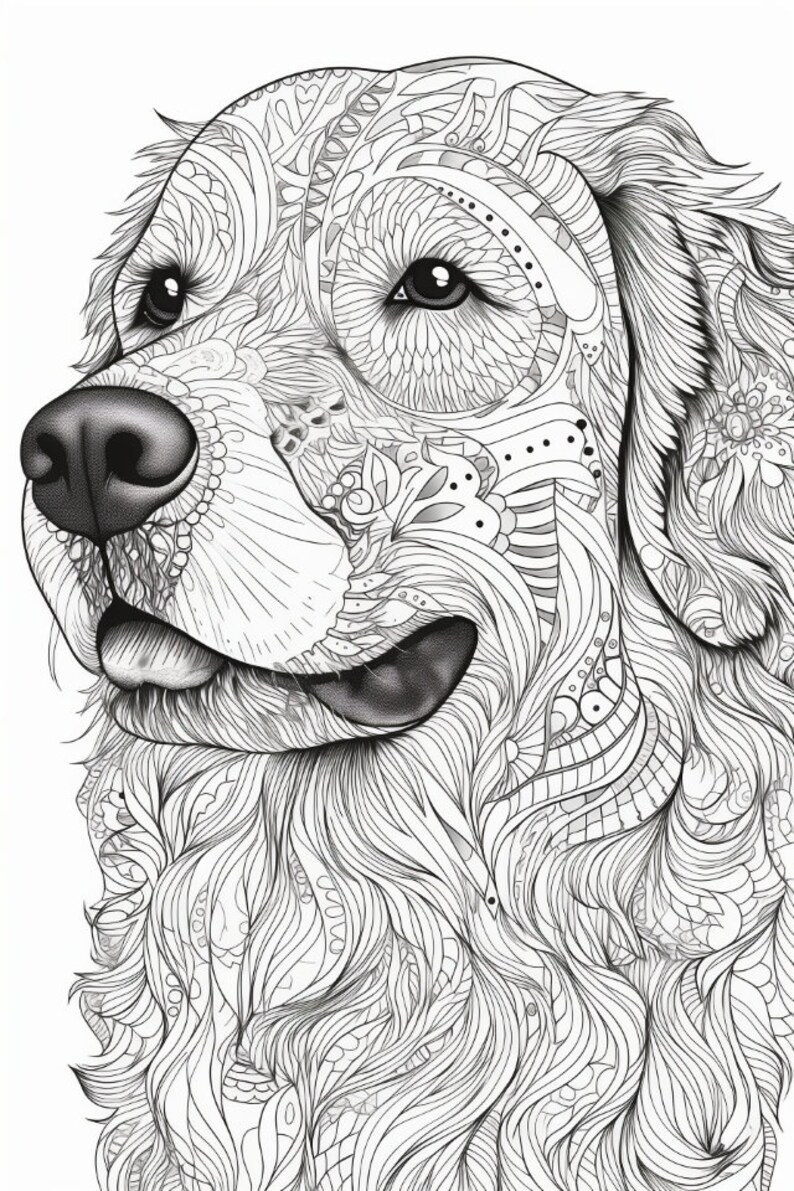 Golden Retriever 100 Amazing Patterns Adult Colouring Book by Peaceful ...