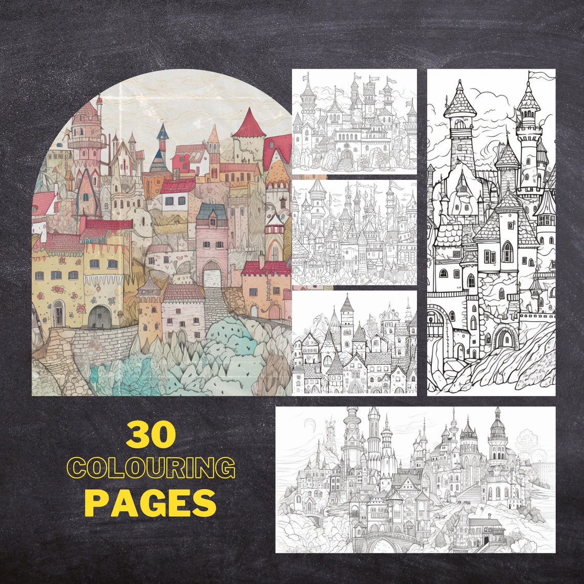 30 Castles Colouring Pages Amazing Patterns Adult Colouring - Etsy