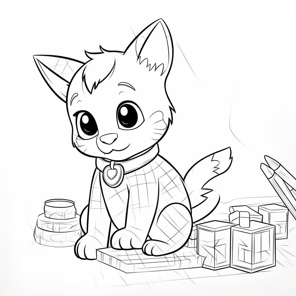 20 Cats Working Hard Kids Colouring Pages Amazing Patterns - Etsy