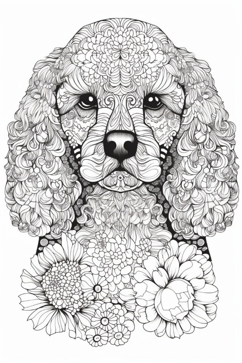100 Poodle Mandala Colouring Pages, Amazing Patterns, Adult Colouring ...