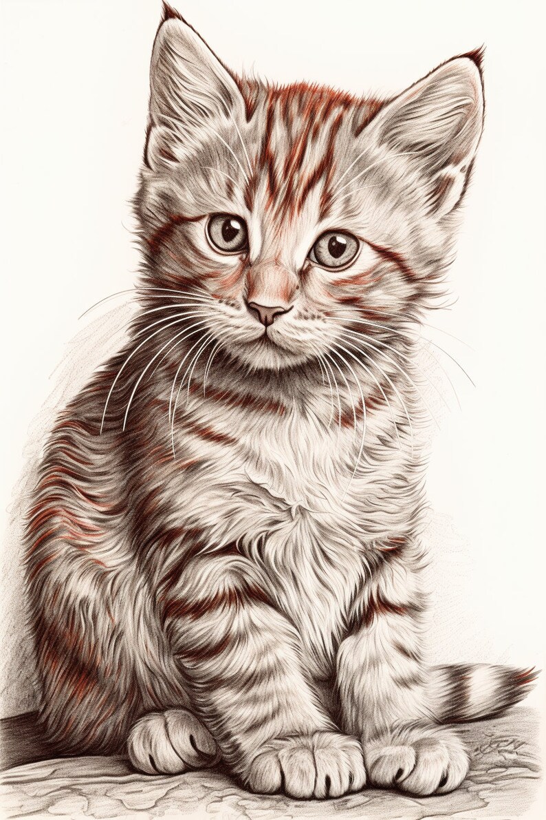 50 Kitten Sketches Colouring Pages for Adults Amazing - Etsy