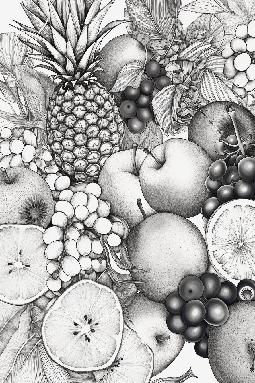 50 Fruit Colouring Pages for Adults, Amazing Patterns for Stress Relief ...