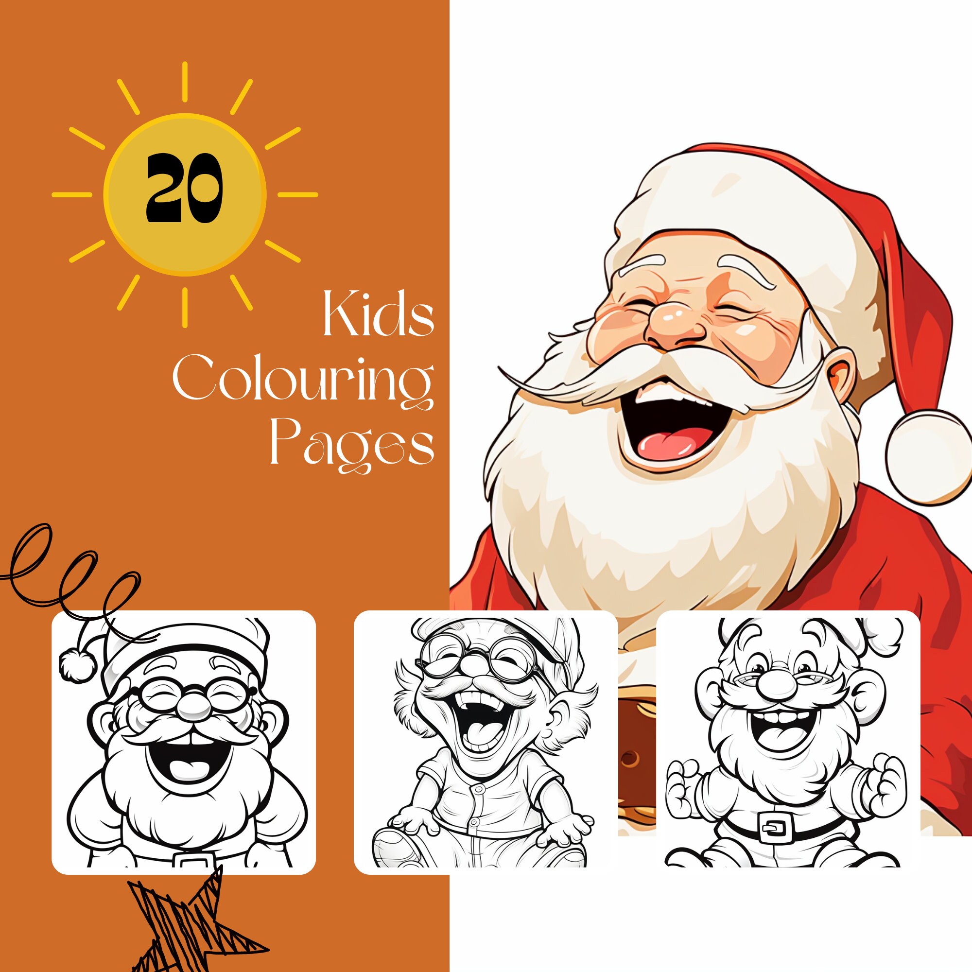 20 Santa Laughing Kids Colouring Pages, Amazing Patterns, Kids ...