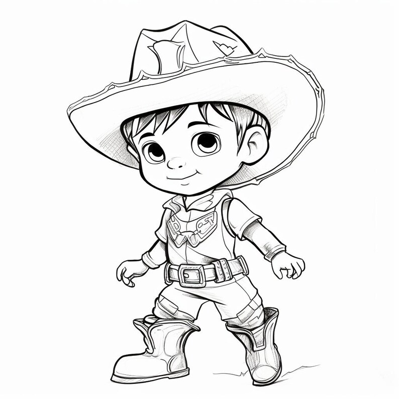 20 Fun Cowboy Coloring Pages for Kids, Printable Boys Activity, Easy ...
