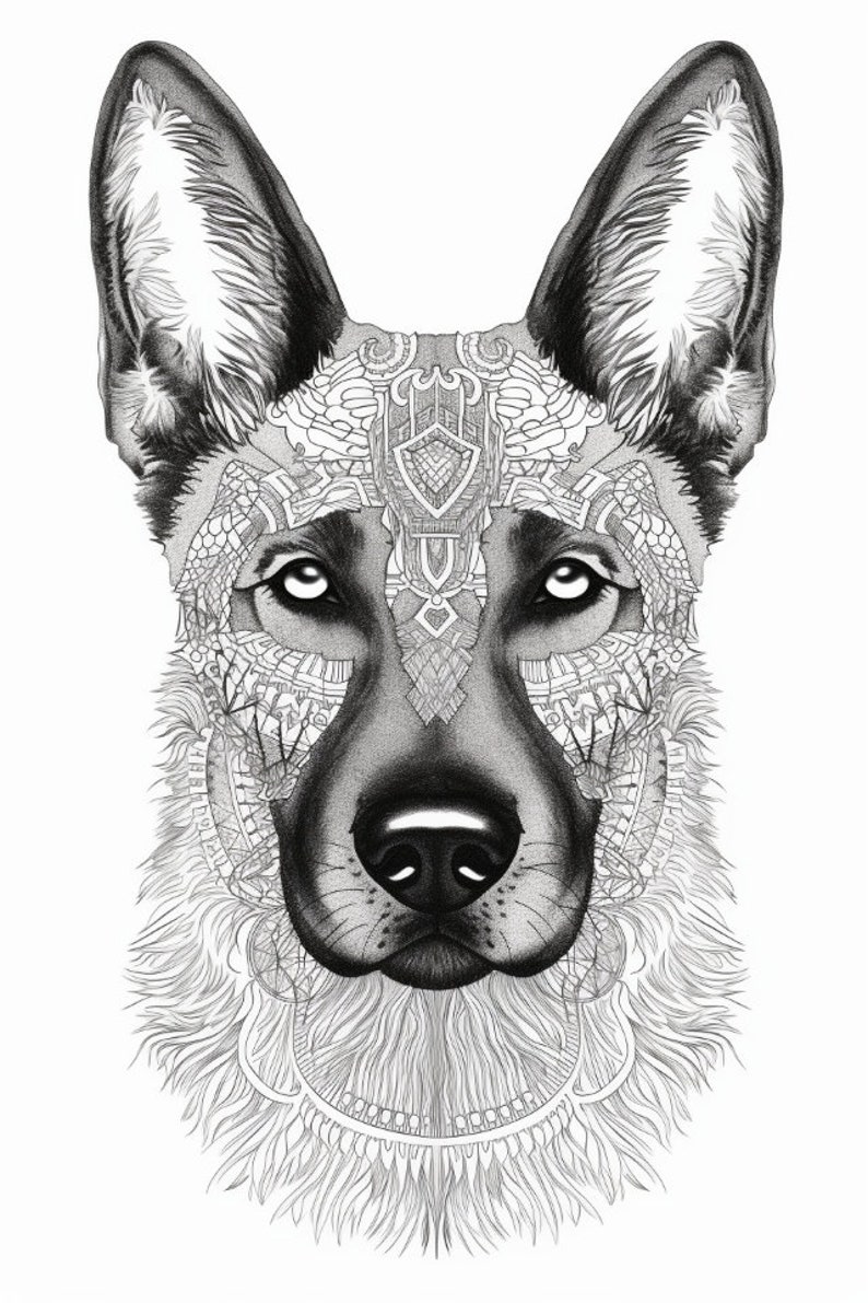 100 German Shepherd Mandala Colouring Page, Amazing Patterns, Adult ...