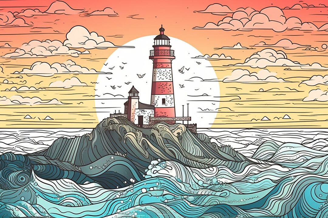50 Lighthouse Colouring Pages Amazing Patterns Adult - Etsy
