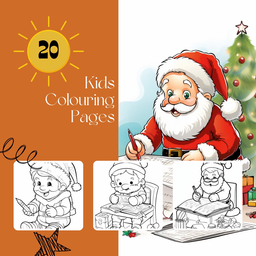 20 Santa Checking His List Kids Colouring Pages, Amazing Patterns, Kids ...