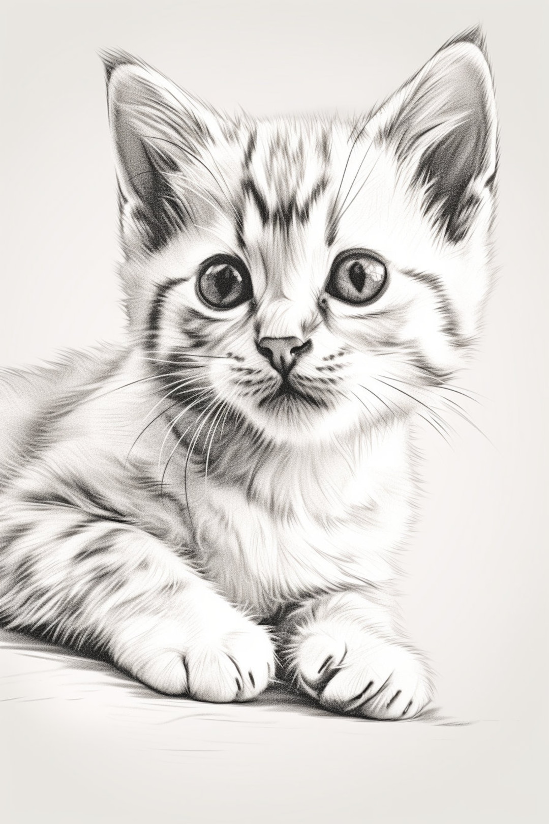 100 Kitten Pencil Sketch Colouring Pages for Adults Amazing - Etsy
