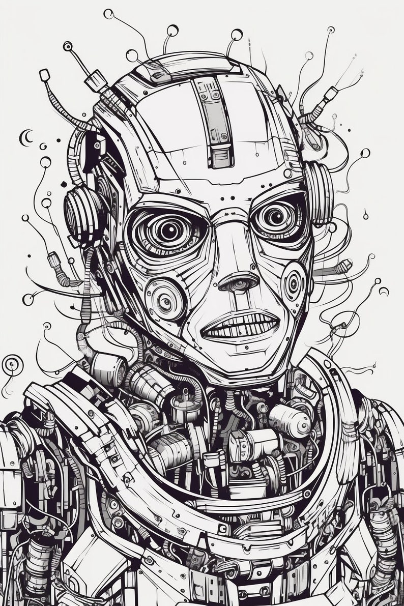 30 Robots Colouring Pages, Amazing Patterns, Adult Colouring Book ...