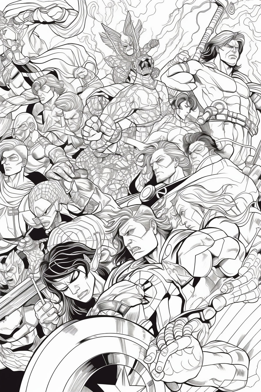 50 Super Hero Colouring Pages, Amazing Patterns, Adult Colouring Book ...