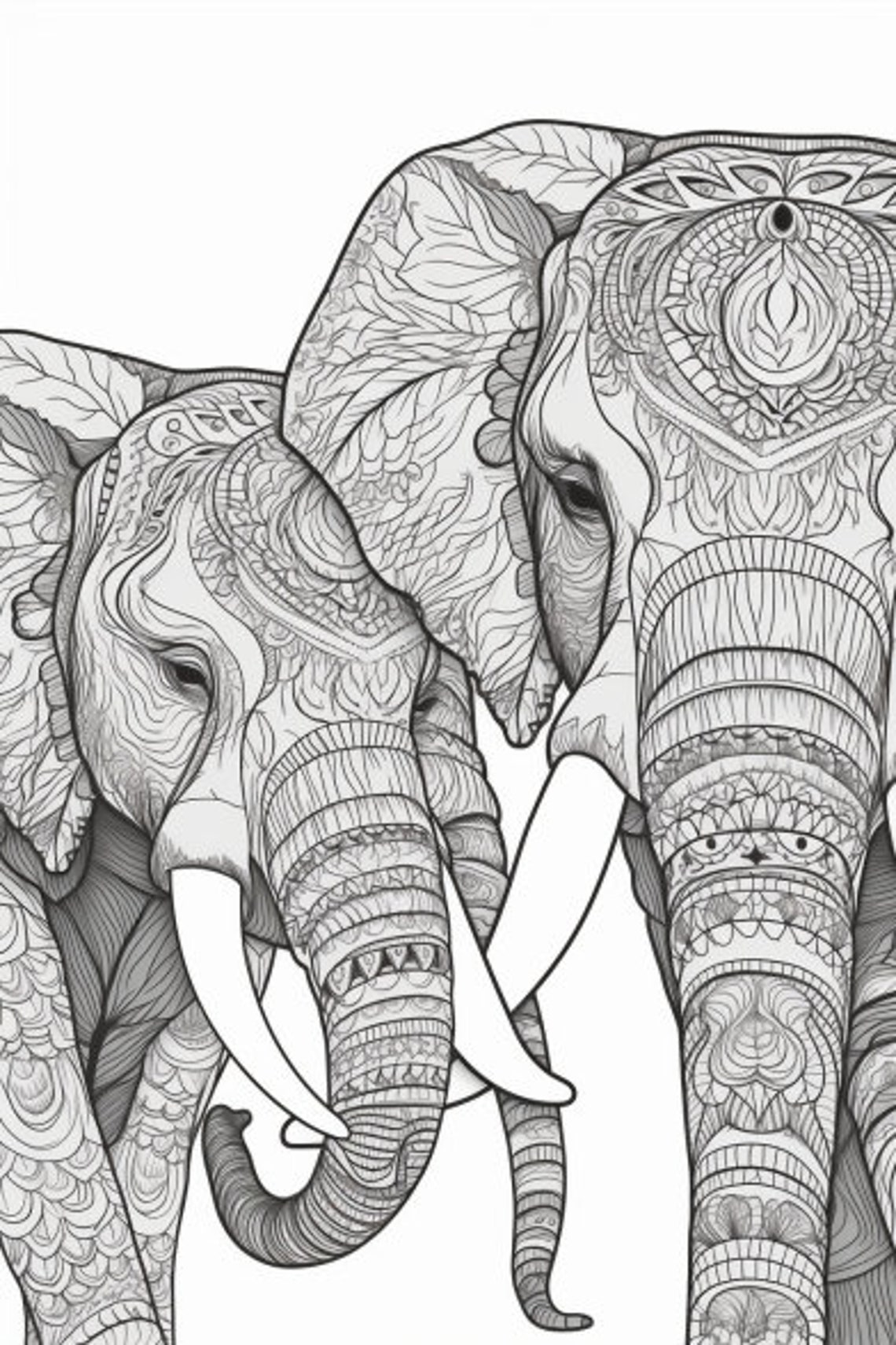50 Elephants Colouring Pages, Amazing Patterns, Adult Colouring Book ...