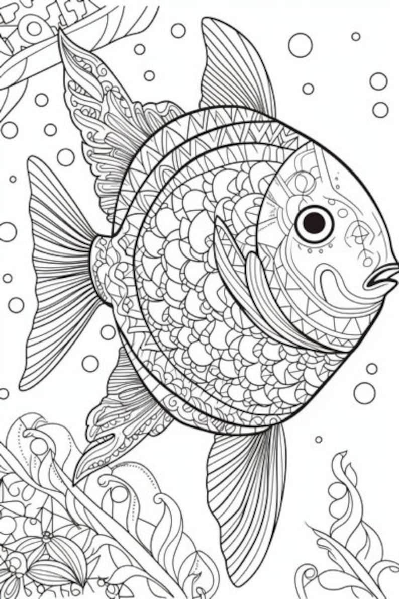 50 Fish Colouring Pages, Amazing Patterns, Adult Colouring Book ...