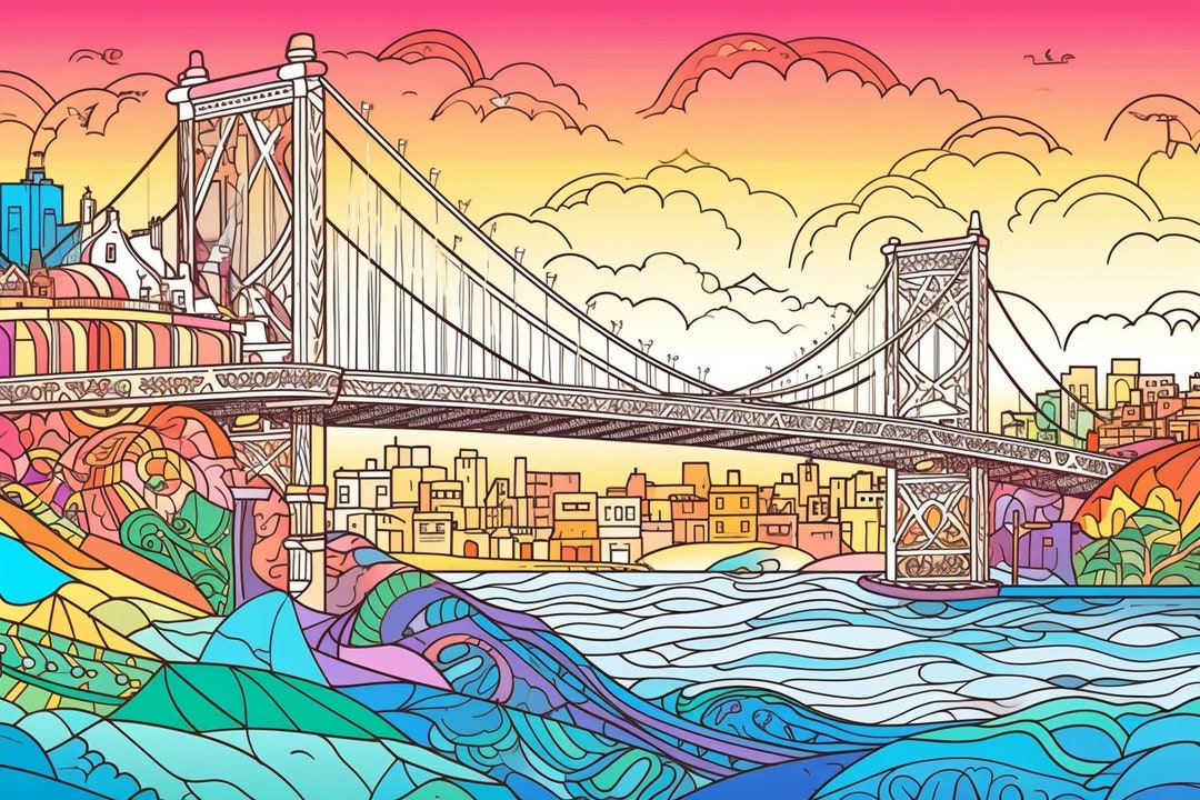 50 Bridges Colouring Pages Amazing Patterns Adult Colouring - Etsy