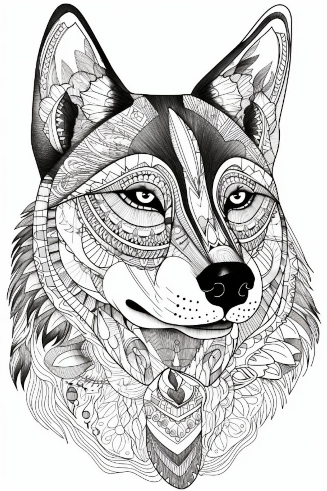 100 Siberian Husky Mandala Colouring Pages, Amazing Patterns, Adult ...