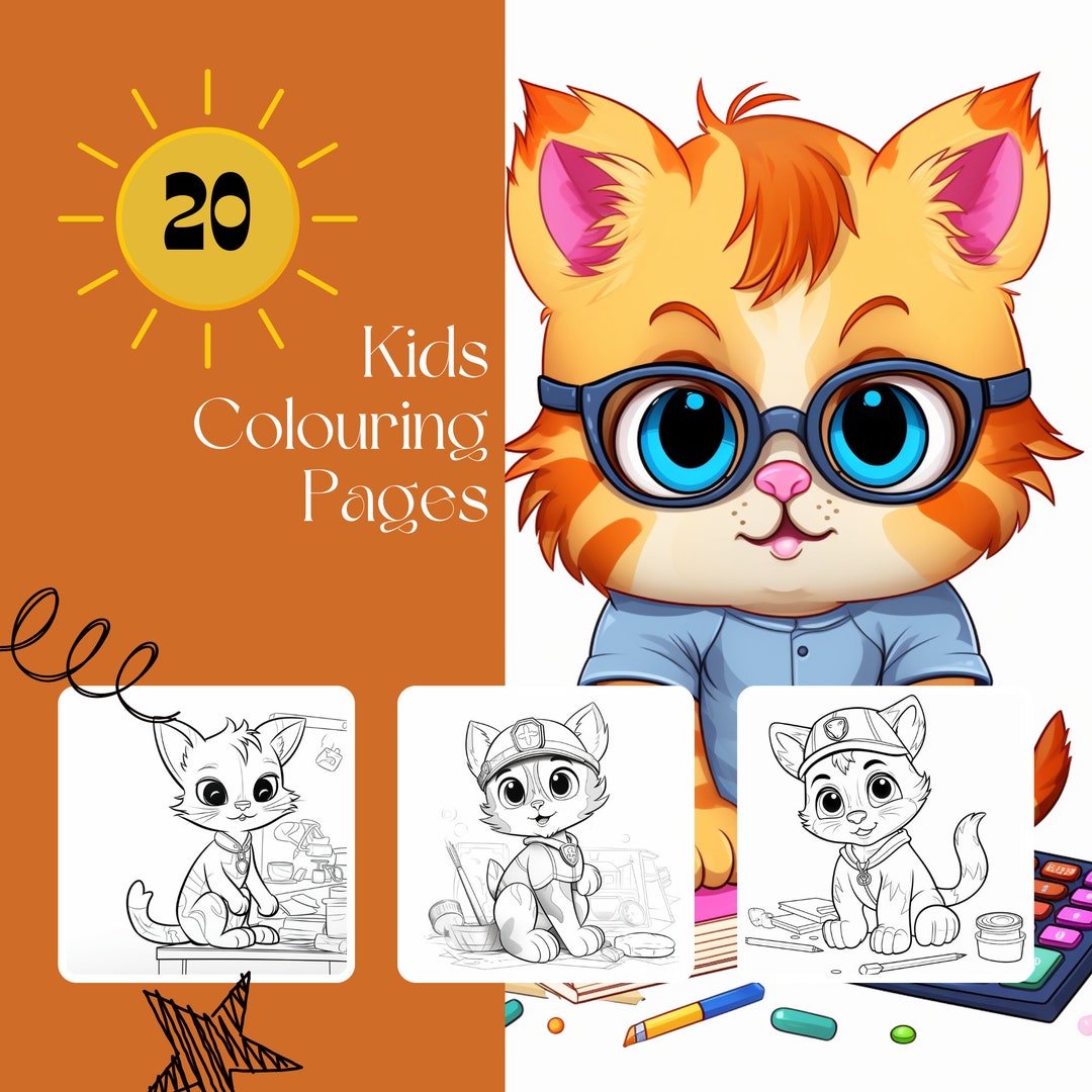20 Cats Working Hard Kids Colouring Pages, Amazing Patterns, Kids ...