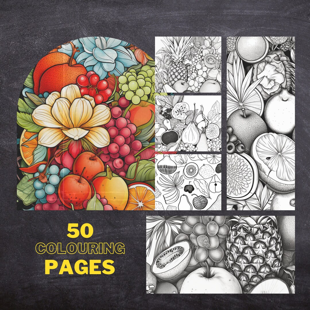 50 Fruit Colouring Pages for Adults, Amazing Patterns for Stress Relief ...