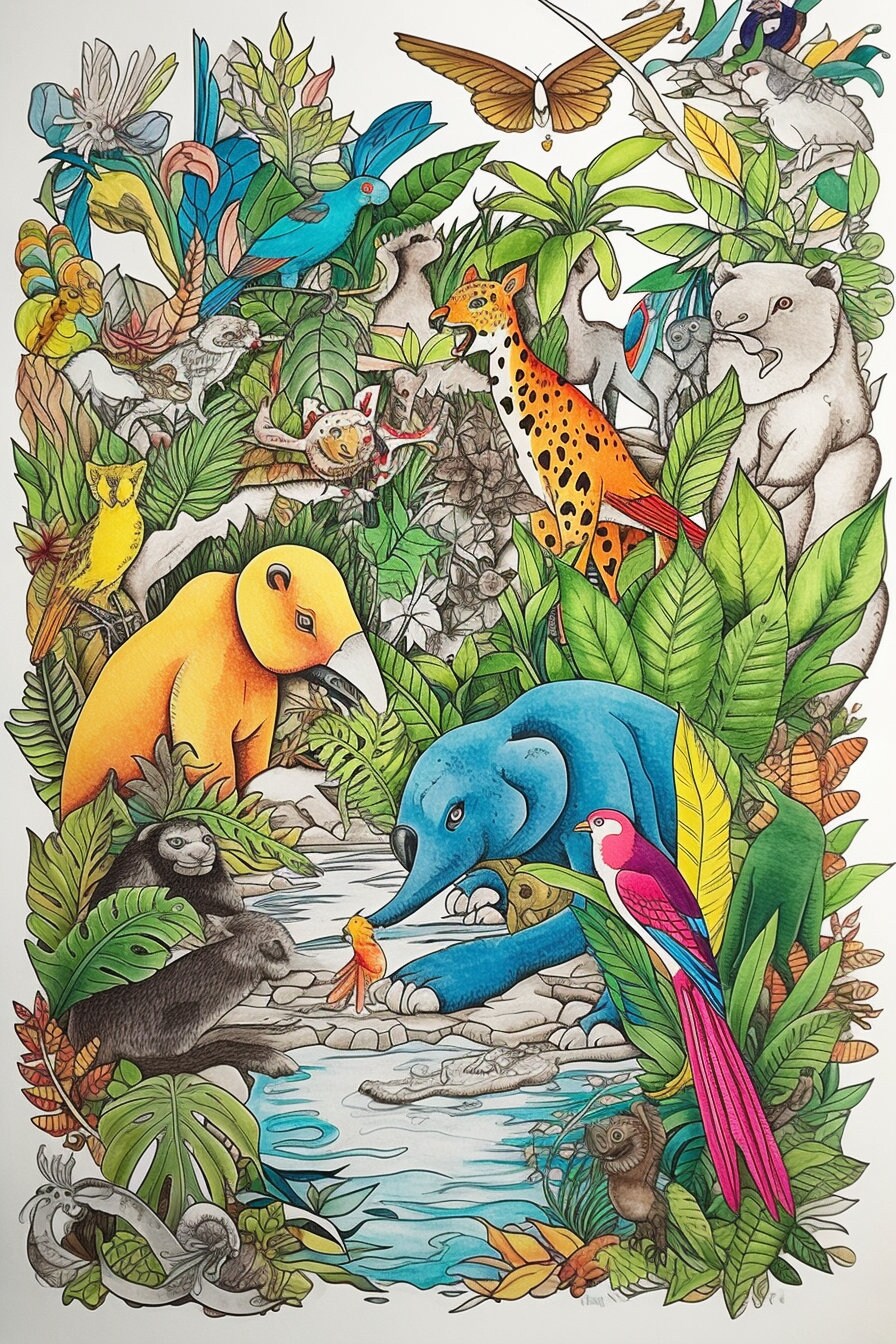 50 Rainforest Animals Colouring Pages, Amazing Patterns, Adult ...