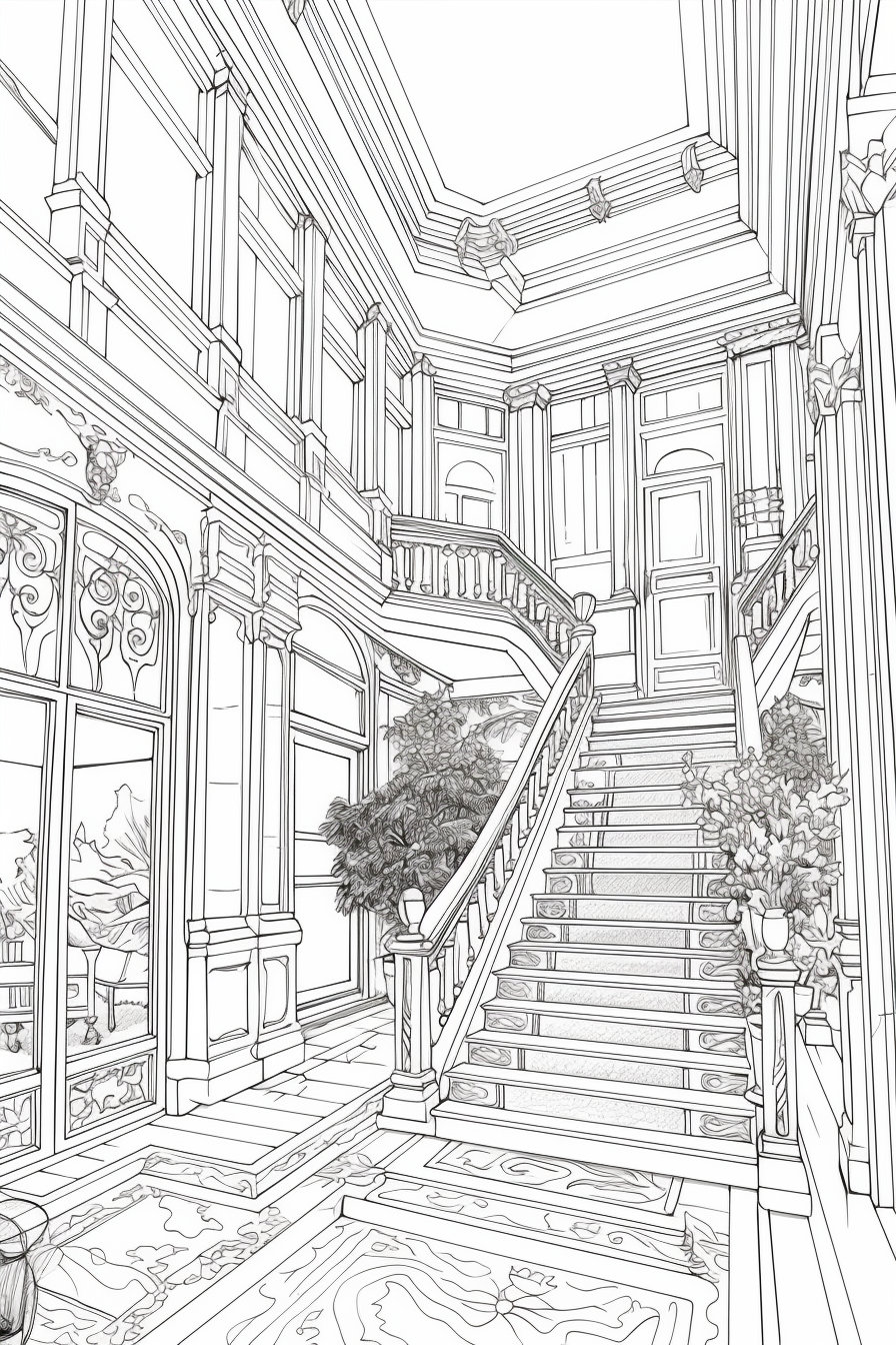 50 Mansion Colouring Pages for Adults, Amazing Patterns for Stress ...