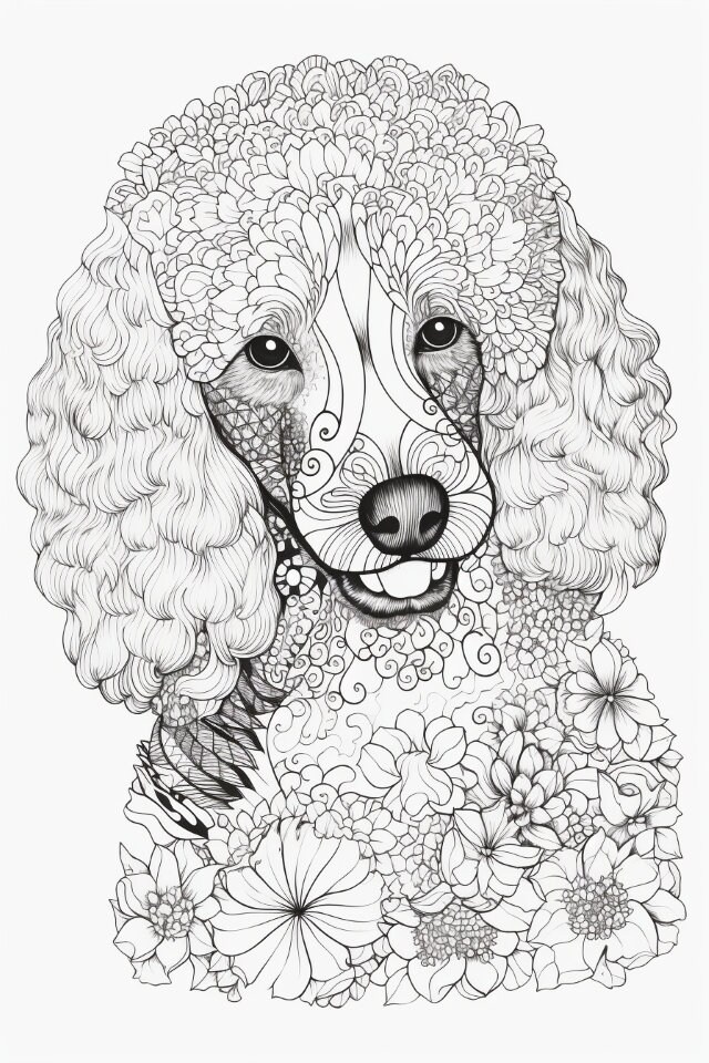100 Poodle Mandala Colouring Pages, Amazing Patterns, Adult Colouring ...