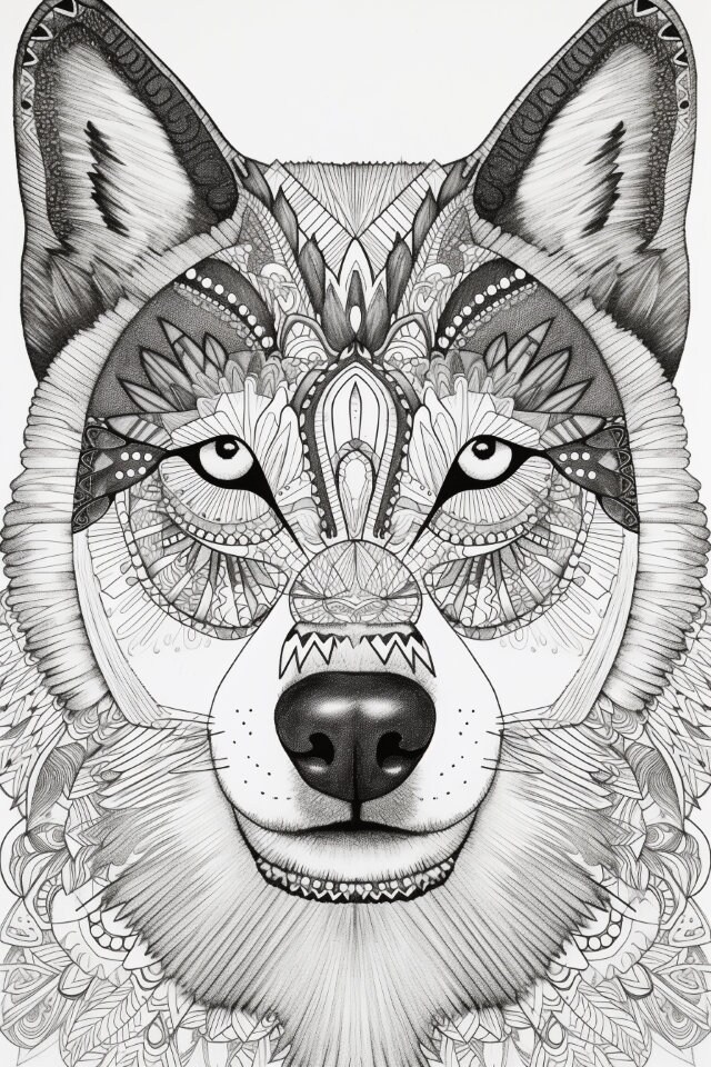 100 Siberian Husky Mandala Colouring Pages, Amazing Patterns, Adult ...