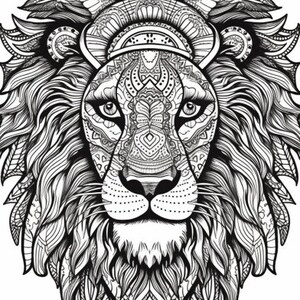 50 Lions Colouring Pages, Amazing Patterns, Adult Colouring Book ...
