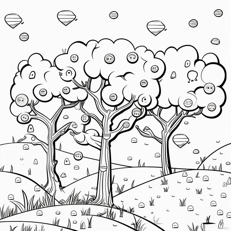 20 Trees Kids Colouring Pages, Amazing Patterns, Kids Colouring Book ...