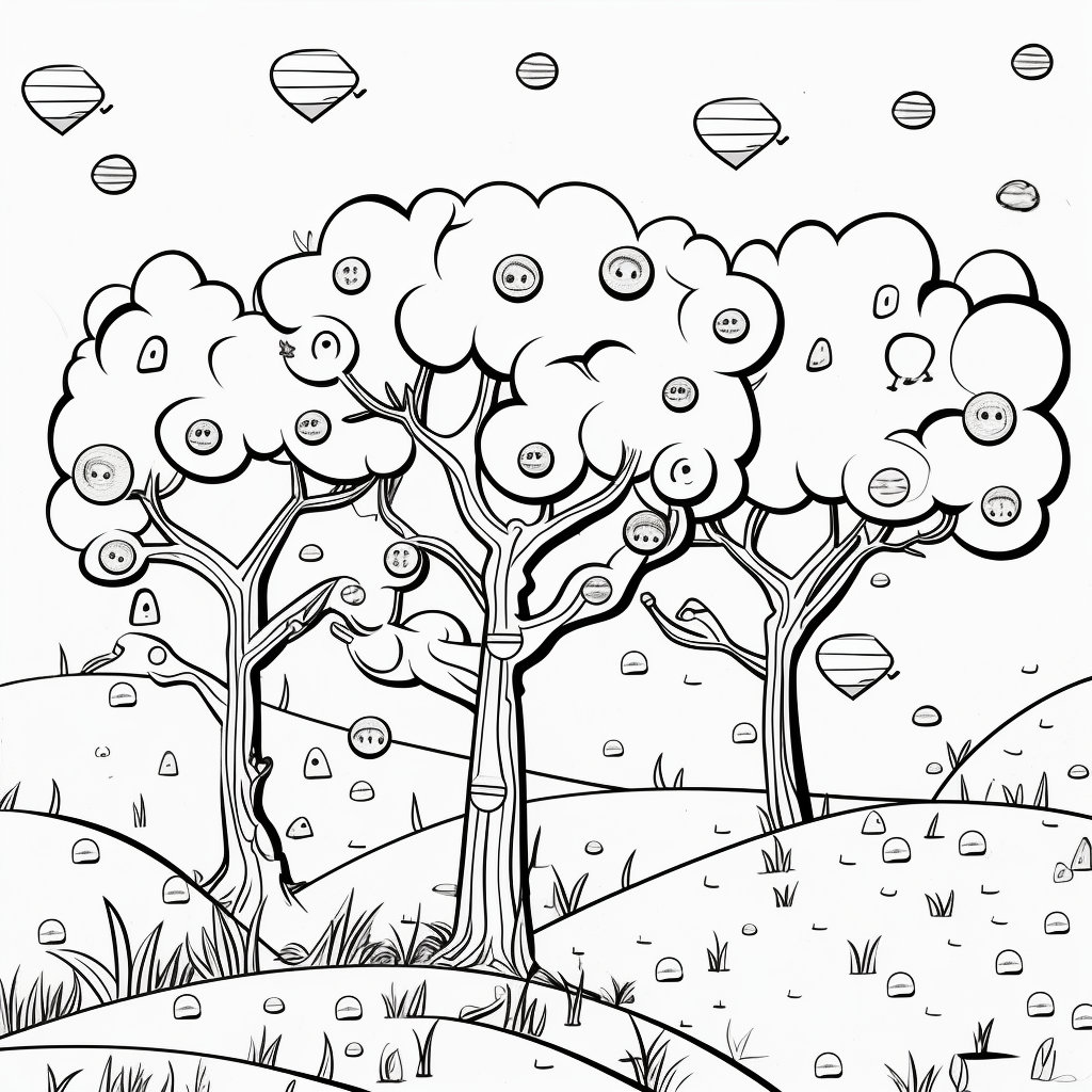 20 Trees Kids Colouring Pages, Amazing Patterns, Kids Colouring Book ...