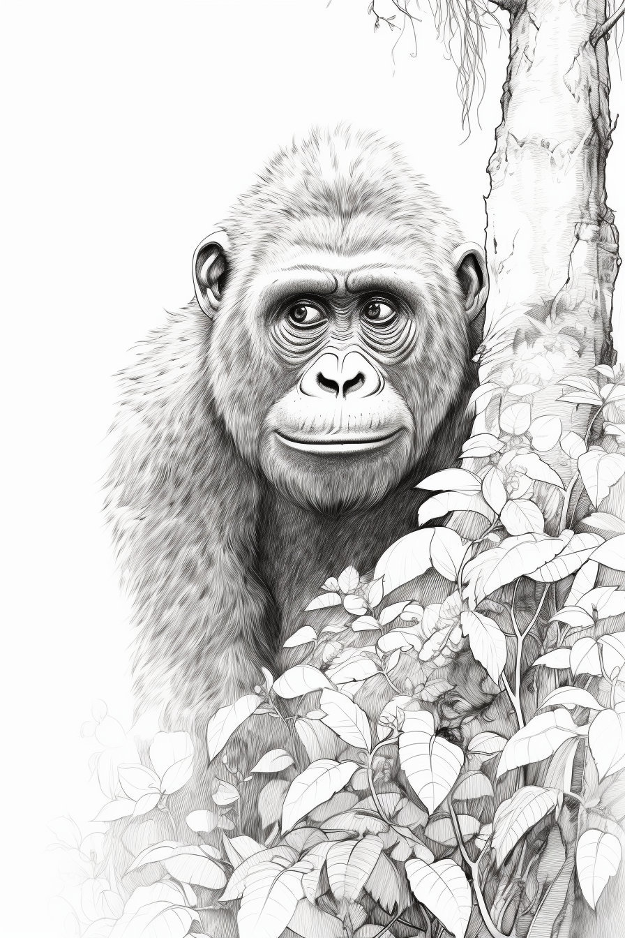 20 Kids Colouring Pages, Gorilla Coloring Book for Kids, Animal Themed ...