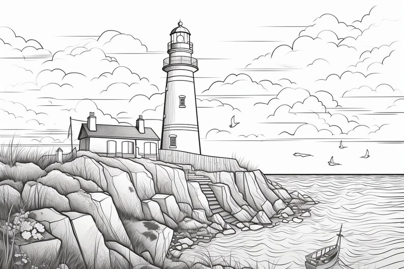 30 Lighthouse Colouring Pages, Amazing Patterns, Adult Colouring Book ...