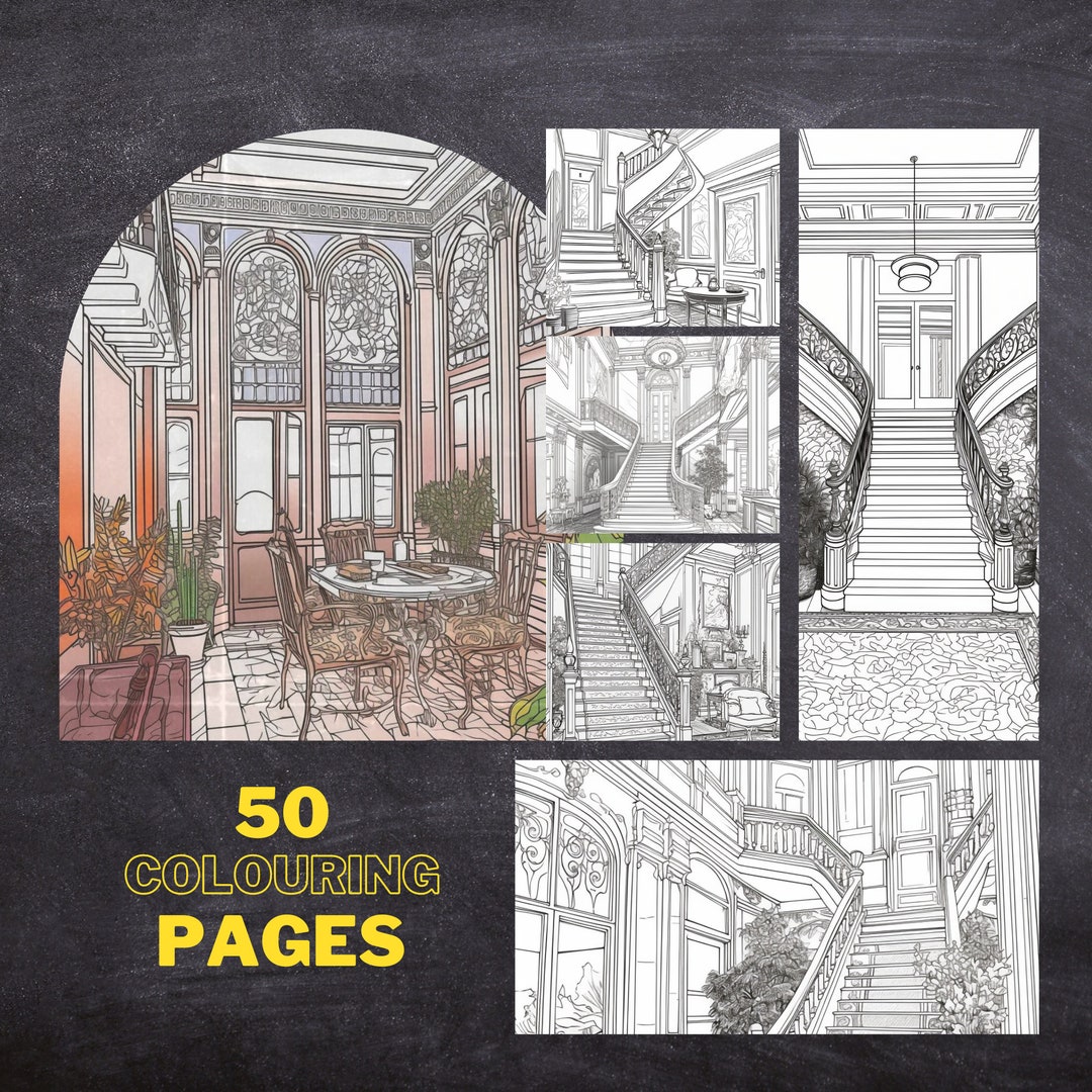 50 Mansion Colouring Pages for Adults, Amazing Patterns for Stress ...