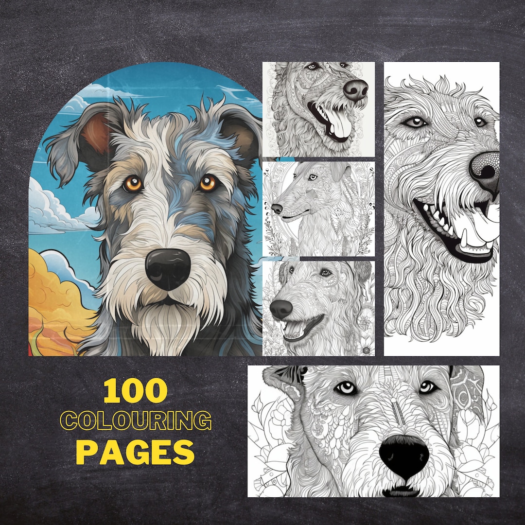 Irish Wolfhound 100 Amazing Patterns Adult Colouring Book by Peaceful ...