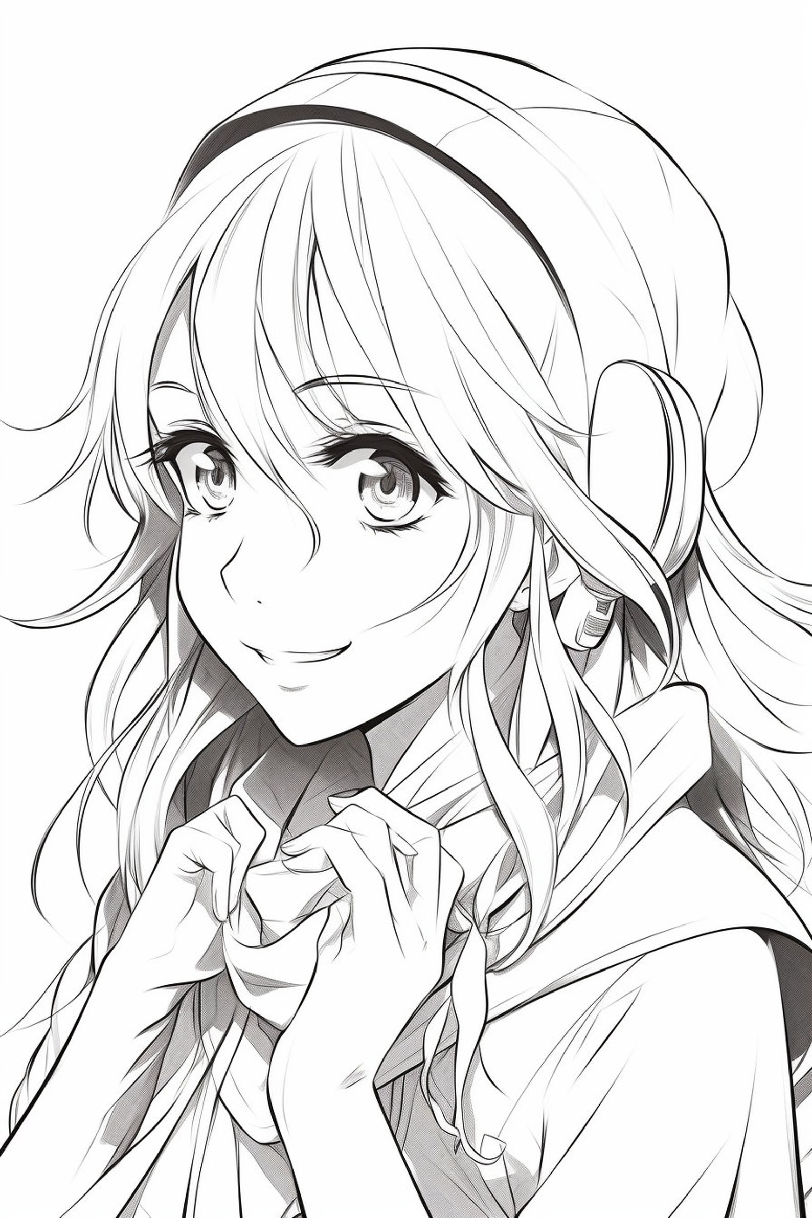 50 Anime Girl Colouring Pages for Adults, Amazing Patterns for Stress ...