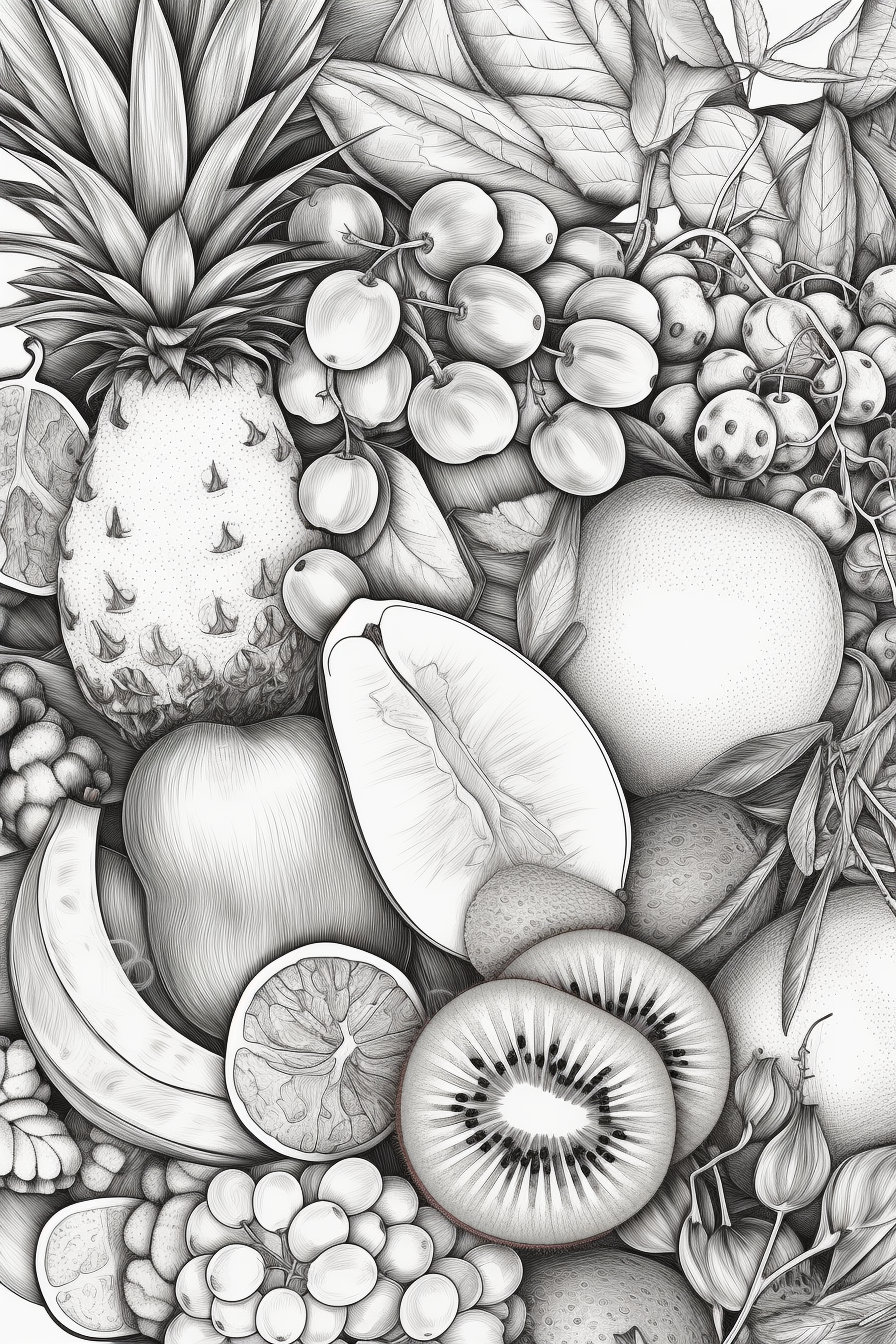 50 Fruit Colouring Pages for Adults, Amazing Patterns for Stress Relief ...
