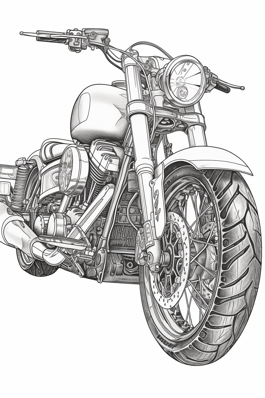 50 Motorcycle Colouring Pages for Adults, Amazing Patterns for Stress ...