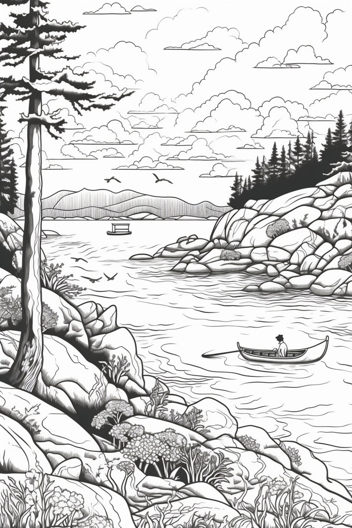 30 Shoreline Landscape Colouring Pages, Amazing Patterns, Adult ...