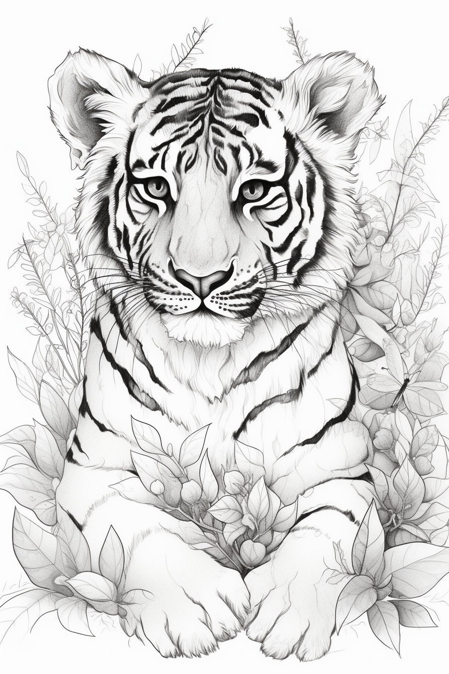 30 Baby Tiger Colouring Pages, Amazing Patterns, Adult Colouring Book ...
