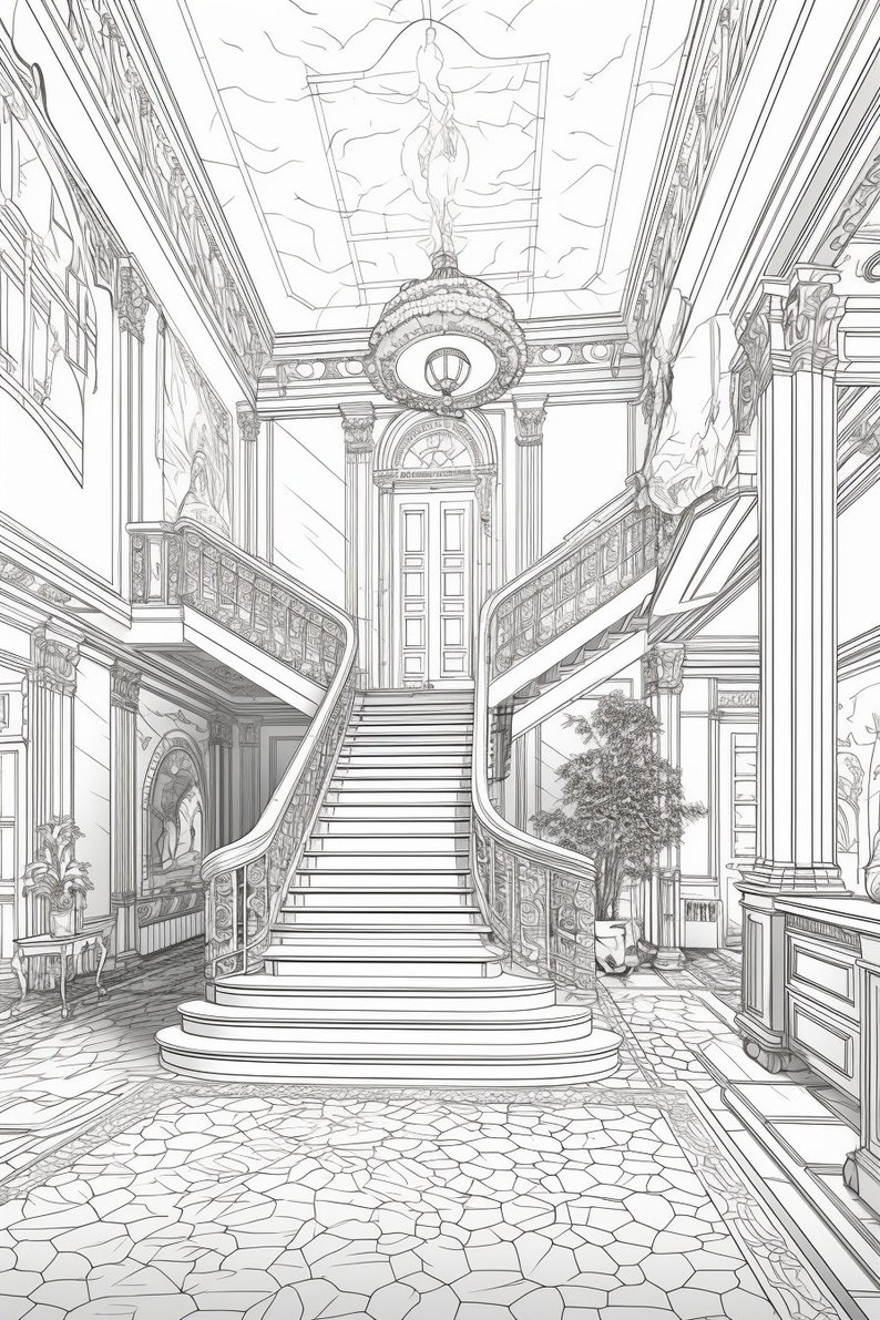 50 Mansion Colouring Pages for Adults, Amazing Patterns for Stress ...
