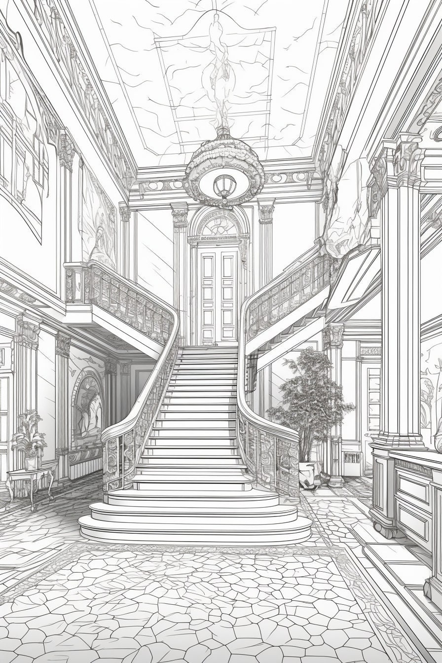50 Mansion Colouring Pages for Adults, Amazing Patterns for Stress ...