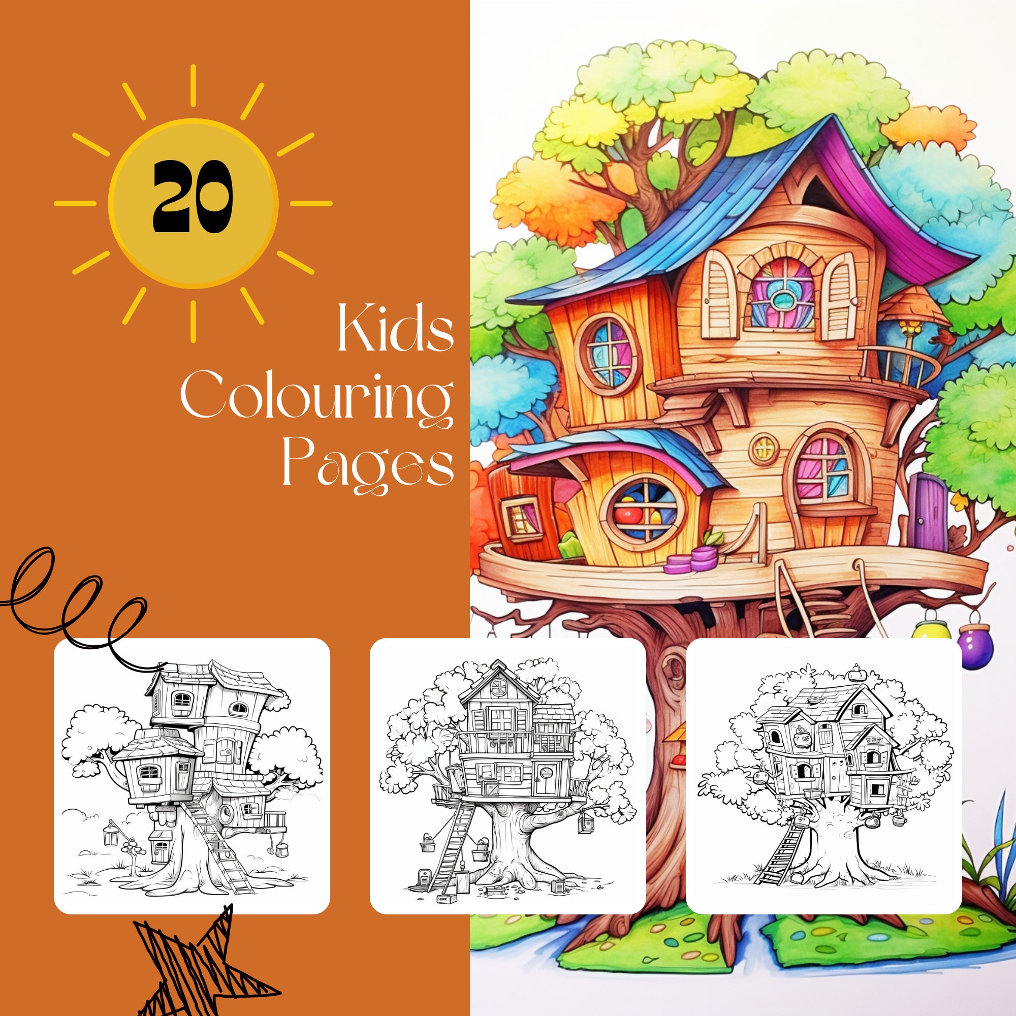 20 Tree House Kids Colouring Pages, Amazing Patterns, Kids Colouring ...
