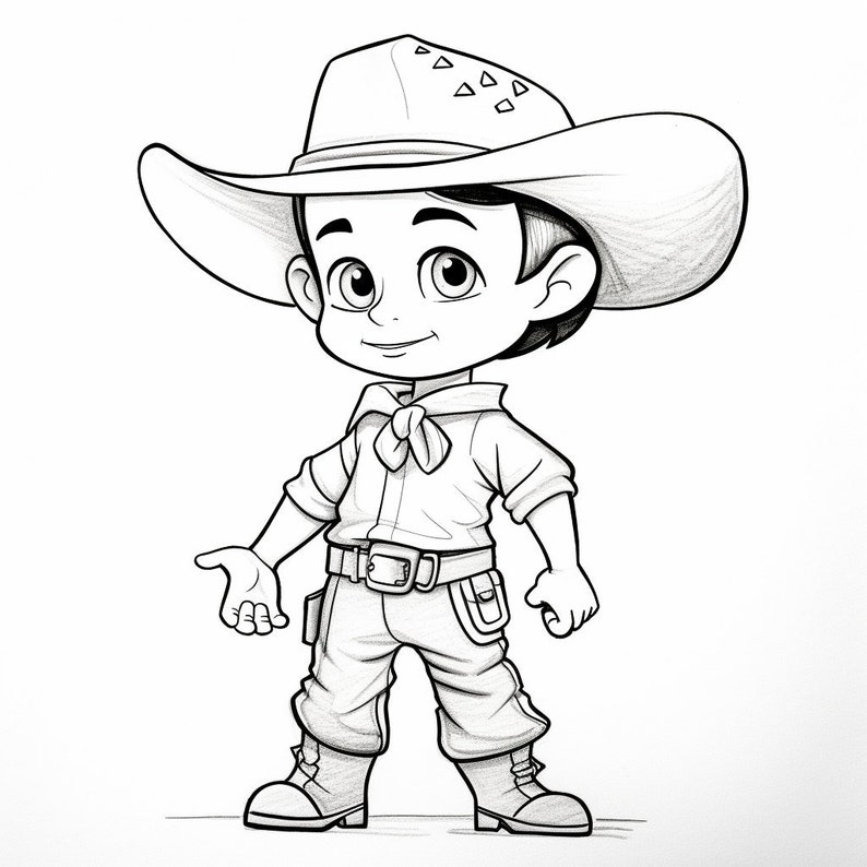 20 Fun Cowboy Coloring Pages for Kids, Printable Boys Activity, Easy ...