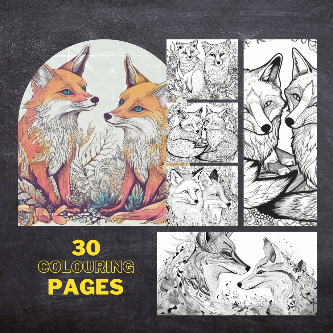 30 Foxes Colouring Pages, Amazing Patterns, Adult Colouring Book ...