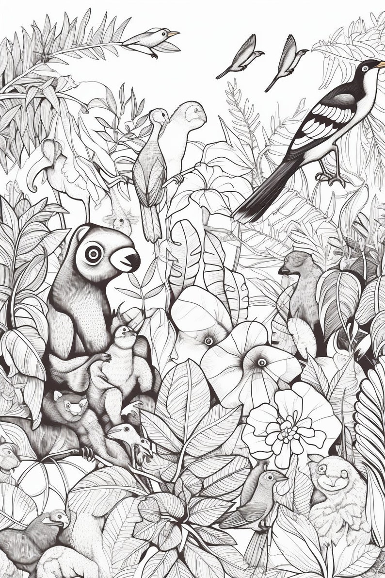 30 Rainforest Animals Colouring Pages, Amazing Patterns, Adult ...