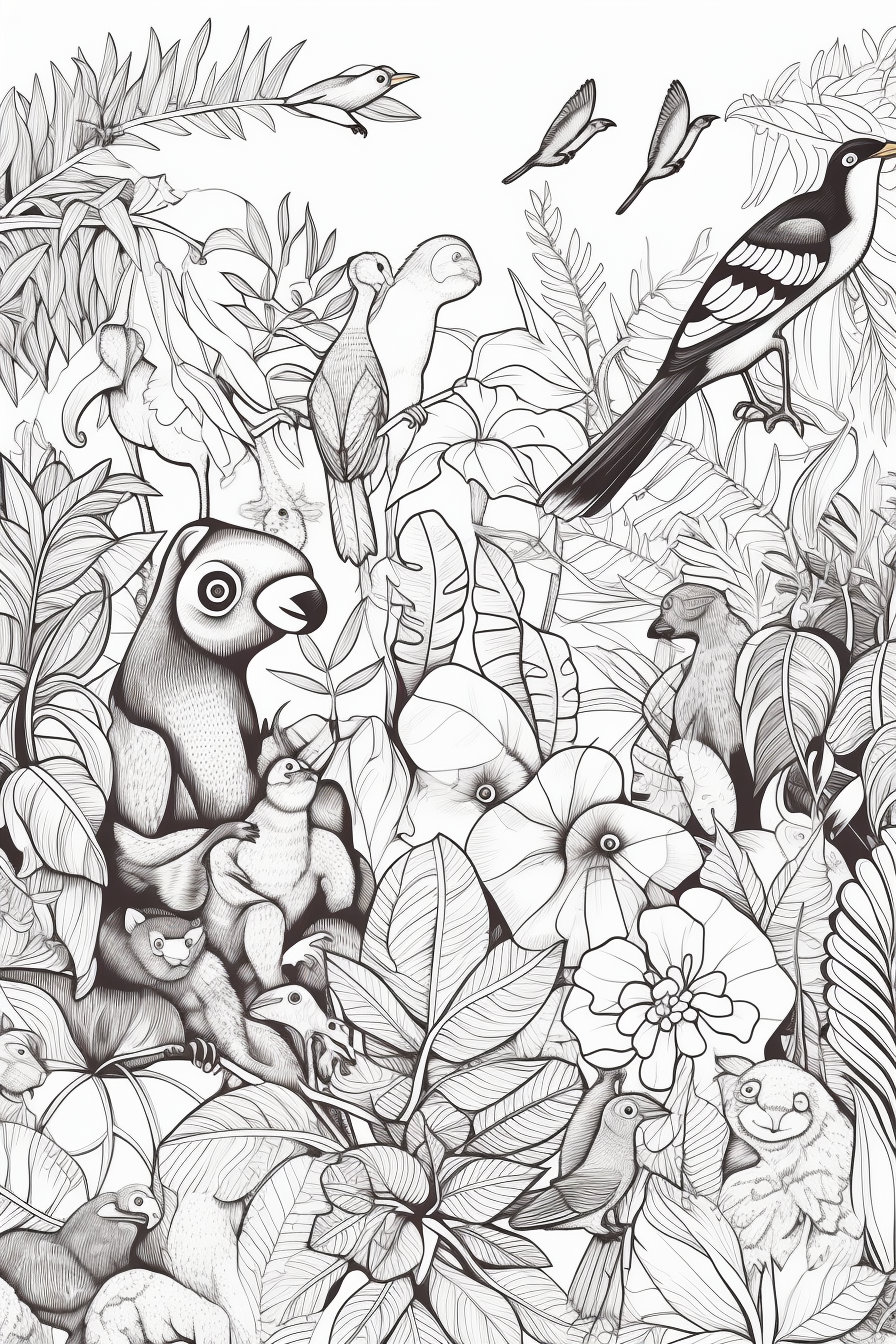 30 Rainforest Animals Colouring Pages, Amazing Patterns, Adult ...