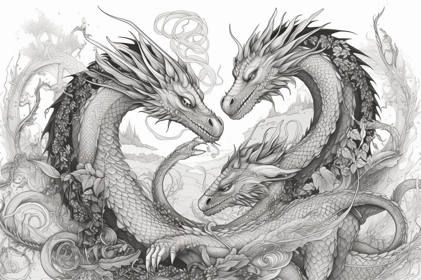 30 Dragons Colouring Pages, Amazing Patterns, Adult Colouring Book ...