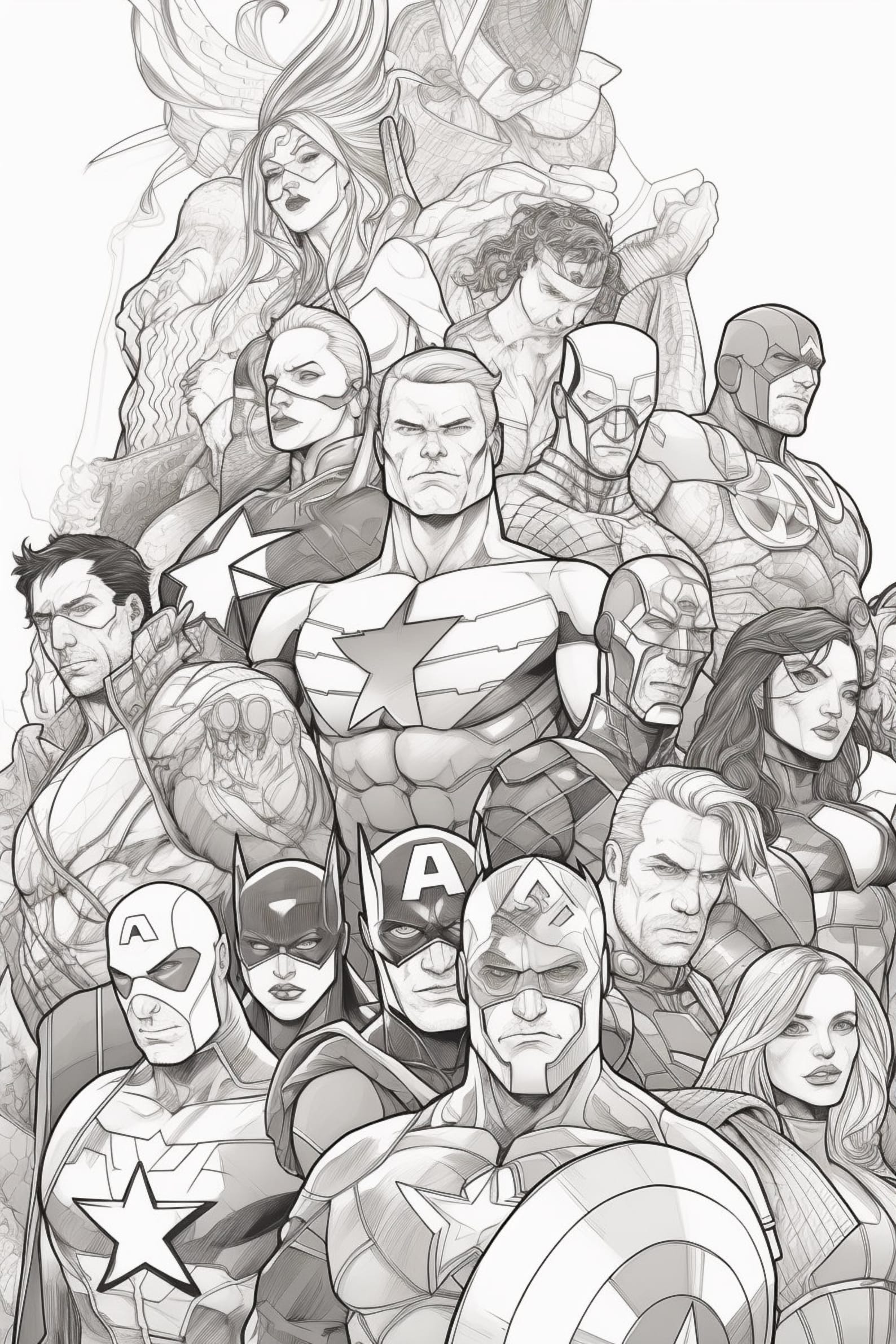 30 Superheros Colouring Pages, Amazing Patterns, Adult Colouring Book ...
