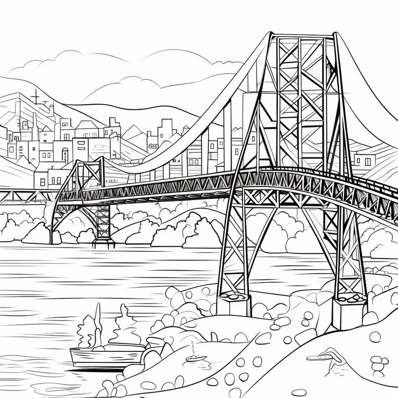20 Bridges Kids Colouring Pages, Amazing Patterns, Kids Colouring Book ...